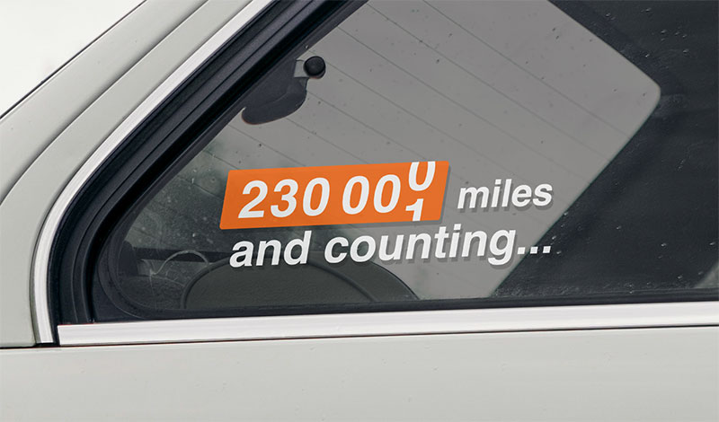 Custom mileage sticker